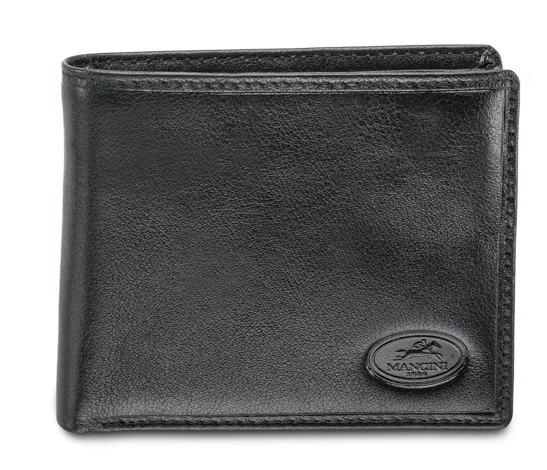 Men`s RFID Secure Center Wing Wallet with Coin Pocket - Mancini