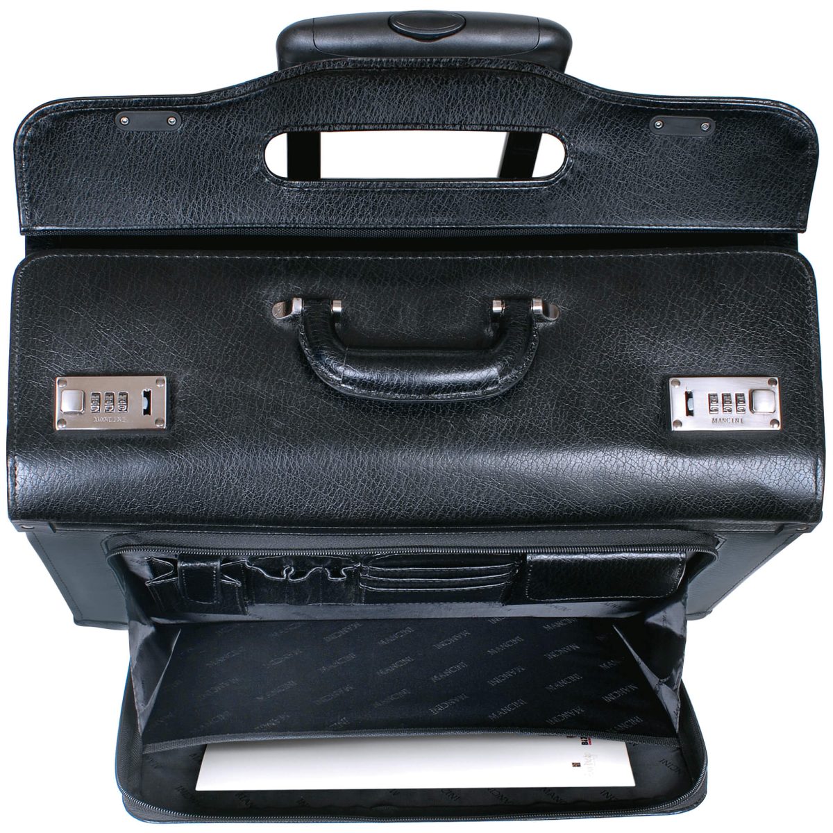 Genuine Leather Wheeled Catalog Case (Zippered Pockets)